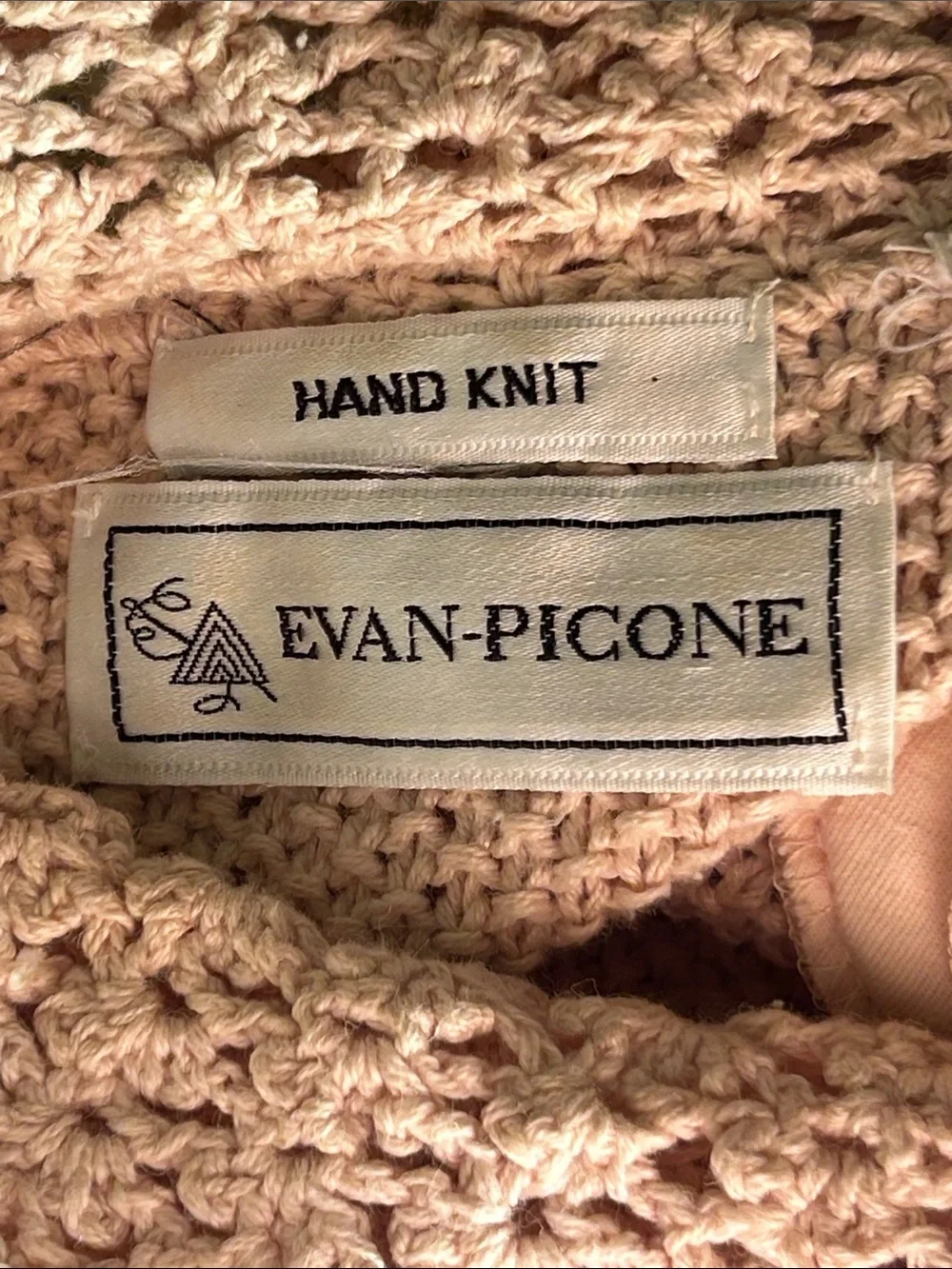 Evan Picone | Sweaters | Evan Picone Szl Vintage Hand Knit Pink Crochet ...